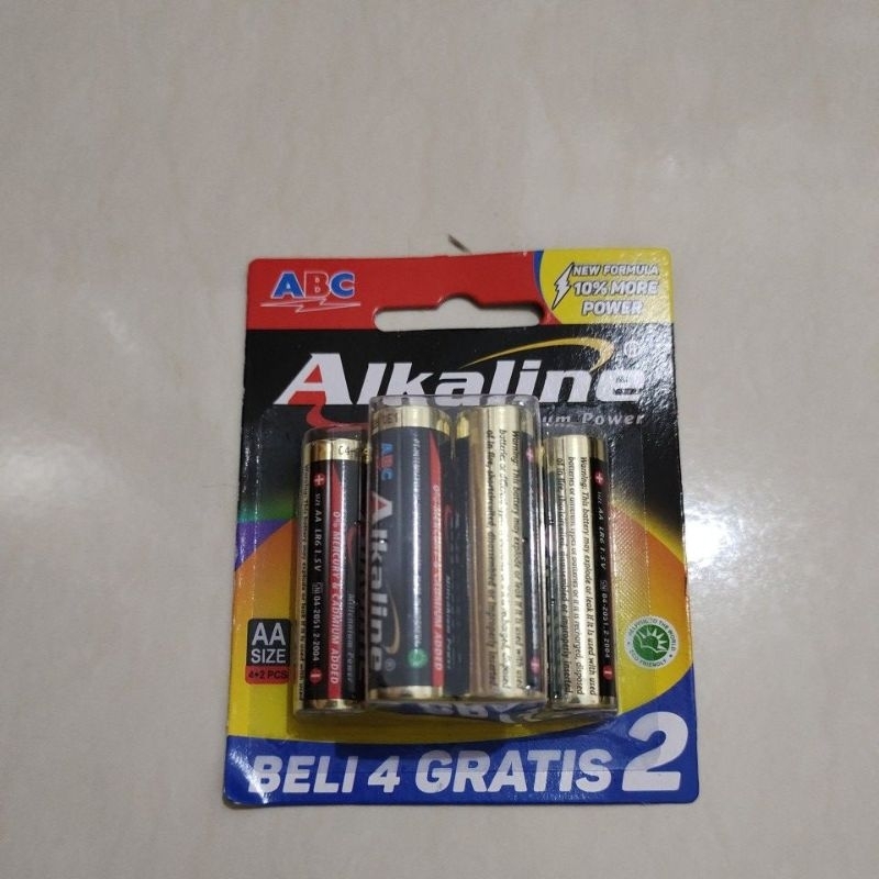 Jual BATERAI ABC ALKALINE AA ISI 6 PCS | Shopee Indonesia