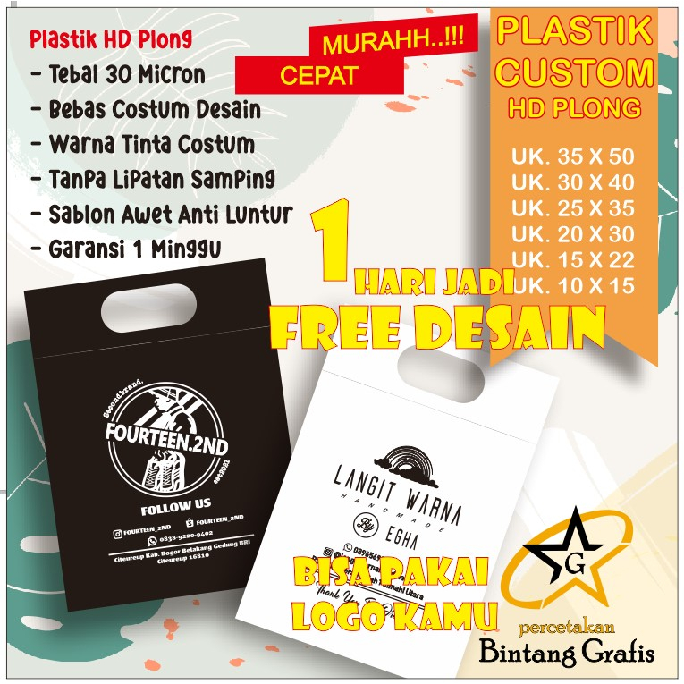 Jual Plastik Sablon HD 30X40 FREE DESIGN dan Bebas Warna Tinta | Shopee ...