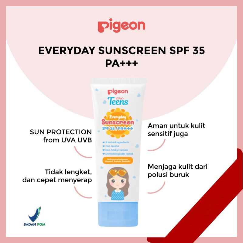 Jual Pigeon Teens Everyday Sunscreen SPF 35 PA+++ | Sunscreen Wajah ...