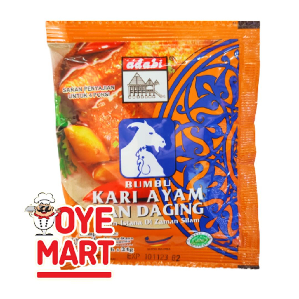 Jual ADABI BUMBU KARI AYAM DAN DAGING 24GR/BUMBU INSTANT KARI AYAM ...