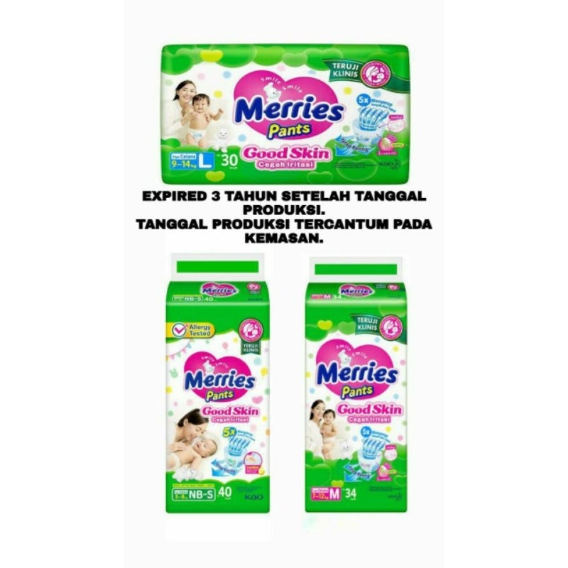 Jual DIAPER MERRIES GOOD SKIN M34 & L30 & XL26 POPOK MERRIES O | Shopee ...