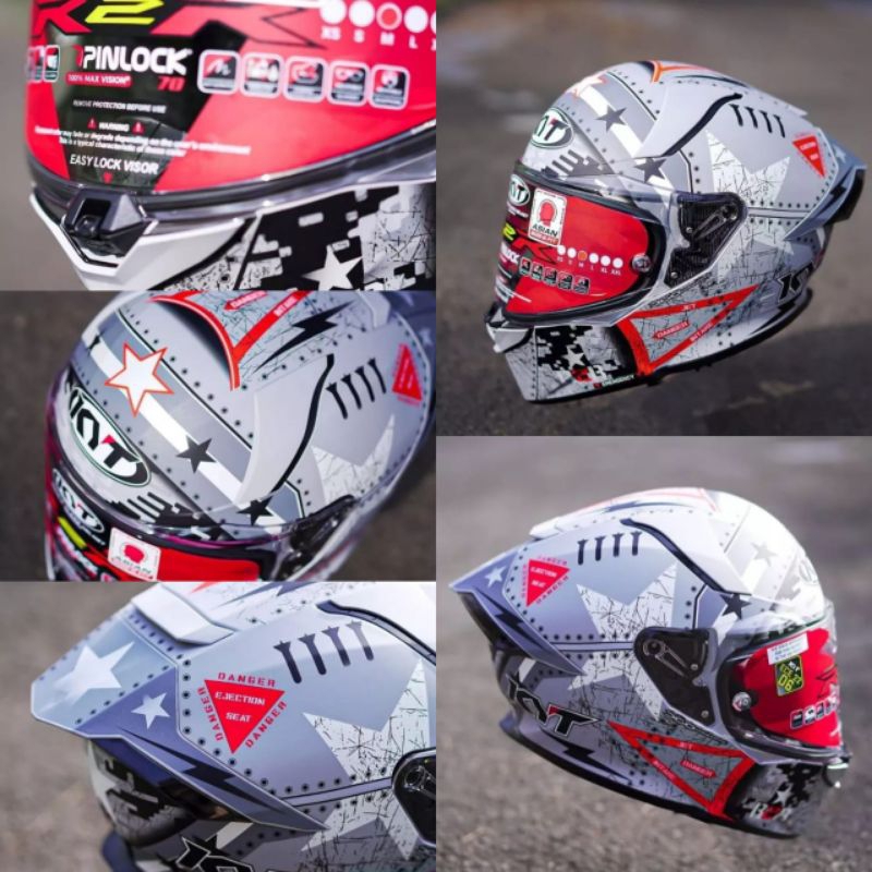 Jual helm KYT R2R PRO ASSAULT MATT SILVER 2VISOR | Shopee Indonesia