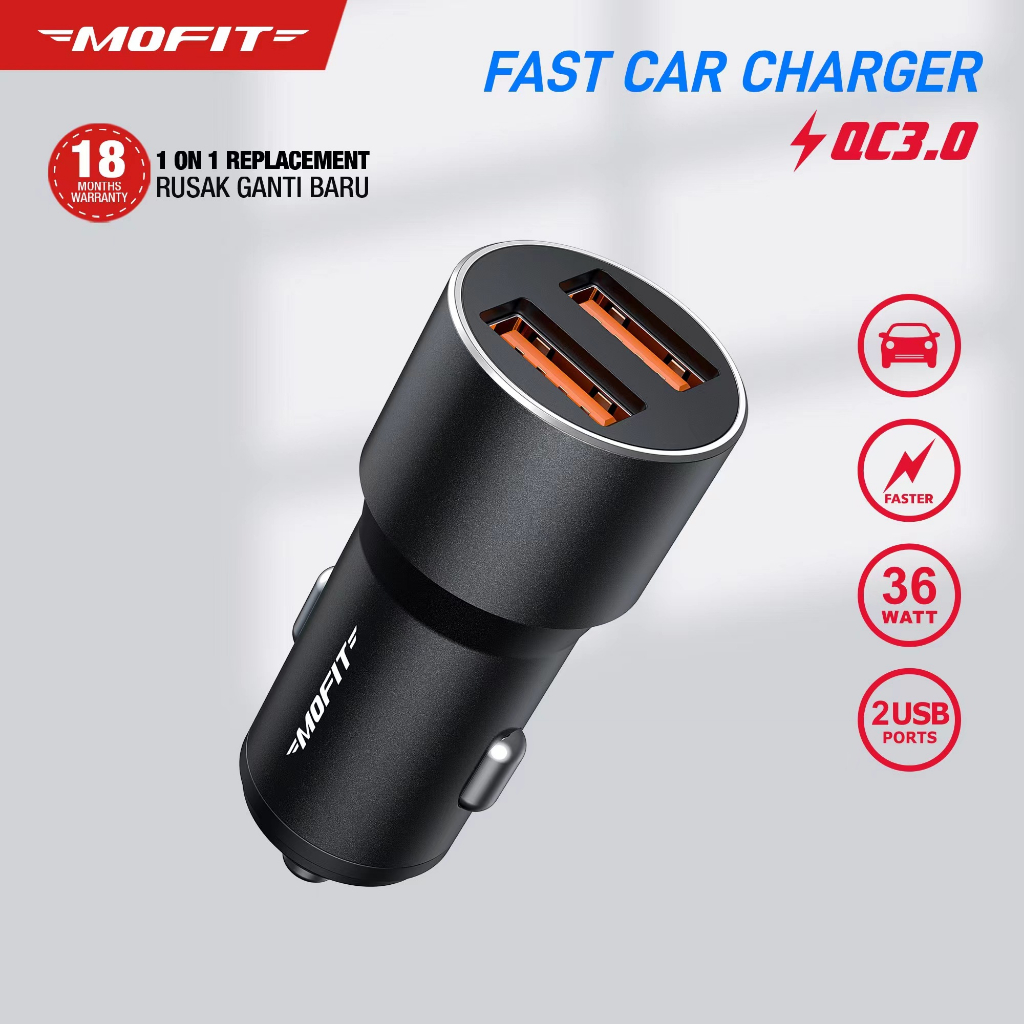 Jual MOFIT MC20 - Car Charge Dual Port USB Quick Charge 3.0A 36 Watt ...