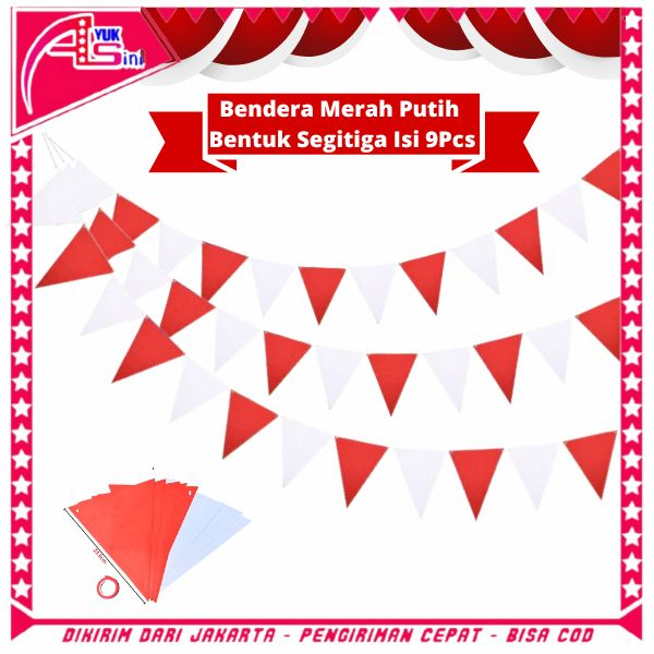 Jual AS Bendera Merah Putih Segitiga 9 Pcs Ulang Tahun Kemerdekaan ...