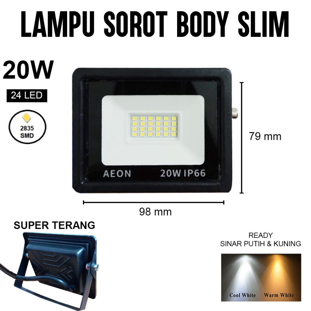 Jual Lampu Sorot LED 10W 20W 30W 50W 100W 200W / Outdoor / Tembak / Panggung / Lapangan / Taman ...