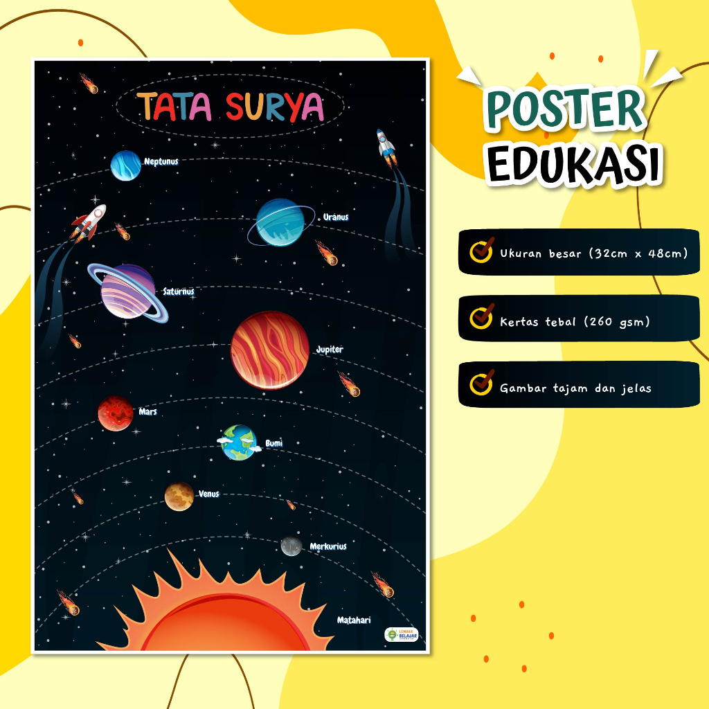 Jual Lembar Belajar Poster Edukasi Mengenal Tata Surya - Poster Belajar ...