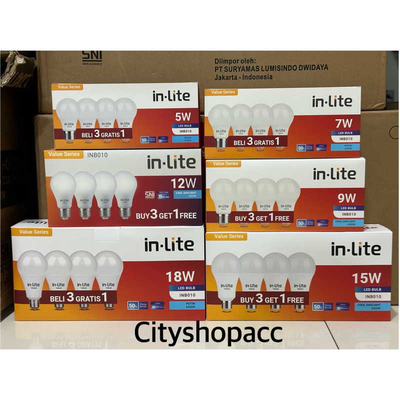 Jual Inlite Value 3 Gratis 1 5W 7W 9W 12W 15W 18W In-Lite Value 5 Watt ...