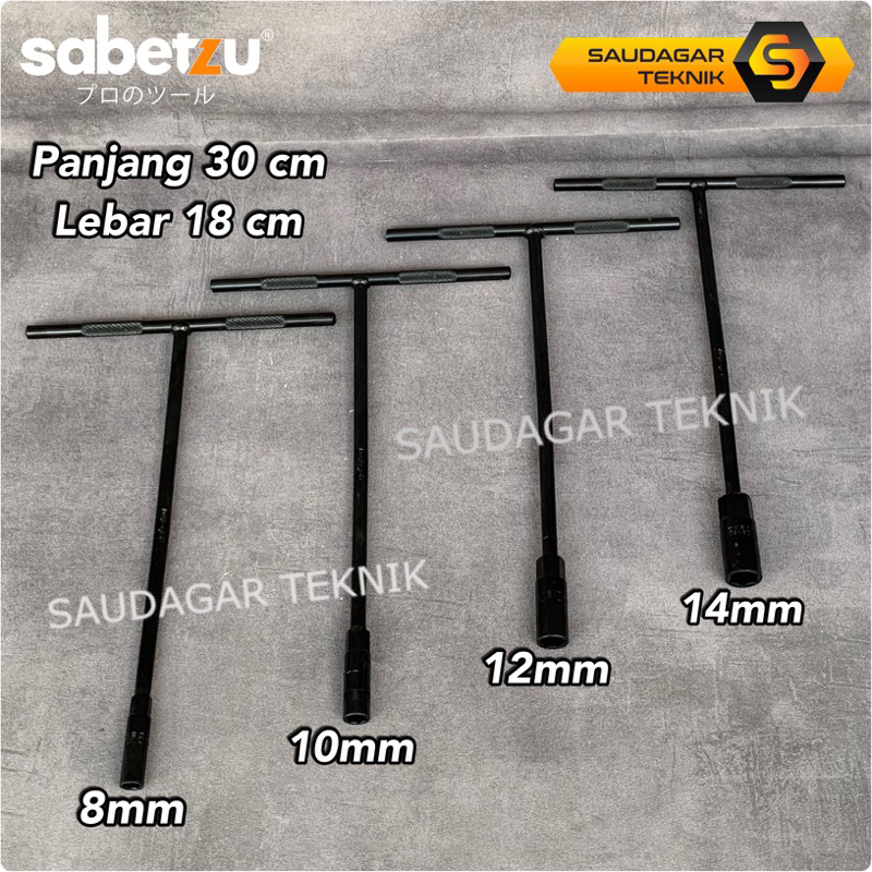 Jual Kunci Sok T 8mm 10mm 12mm 14mm SABETZU T Socket Wrench Gagang T ...