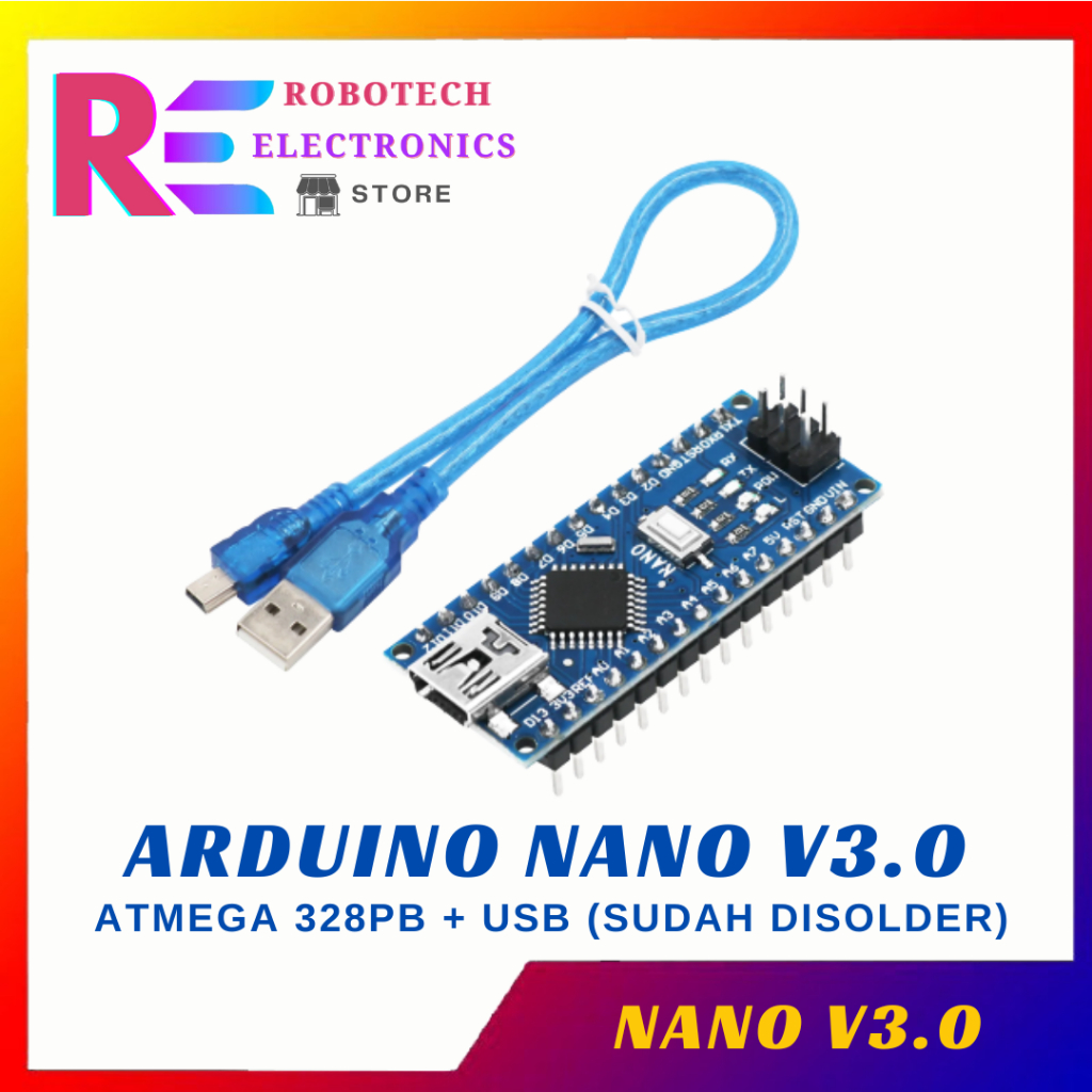 Jual Arduino Nano V3.0 ATMEGA328PB CH340 - Free Kabel USB + Sudah ...