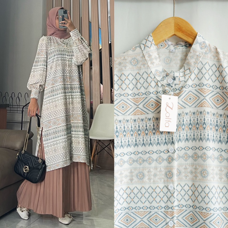 Jual RISSA long tunik by ZALFA OUTFIT / tunik motif premium | Shopee ...