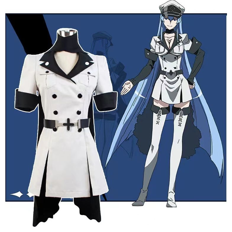 Jual Akame ga KILL Esdeath Cosplay Long Sleeve Jacket Scarf Belt Hat ...