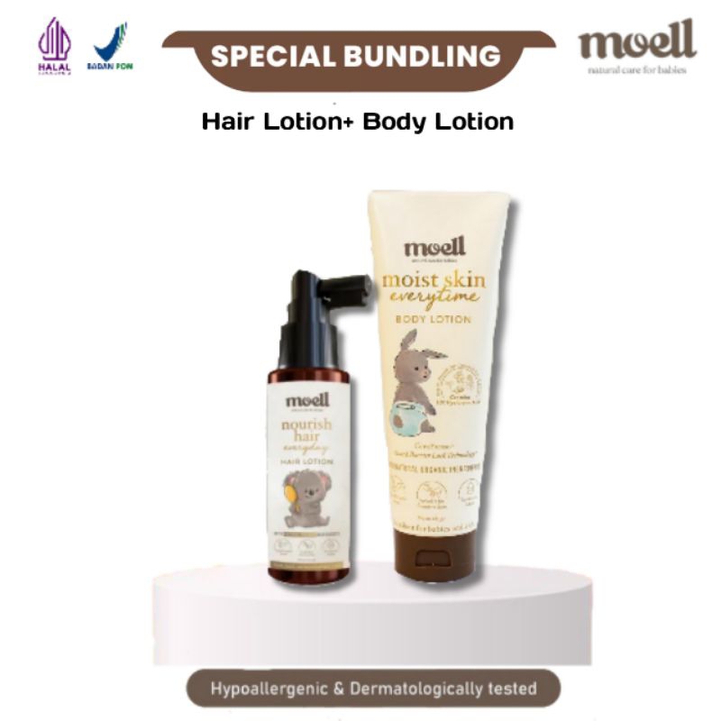 Jual Moell Special Bundling Body Lotion 185gr & Hair Lotion 100ml ...
