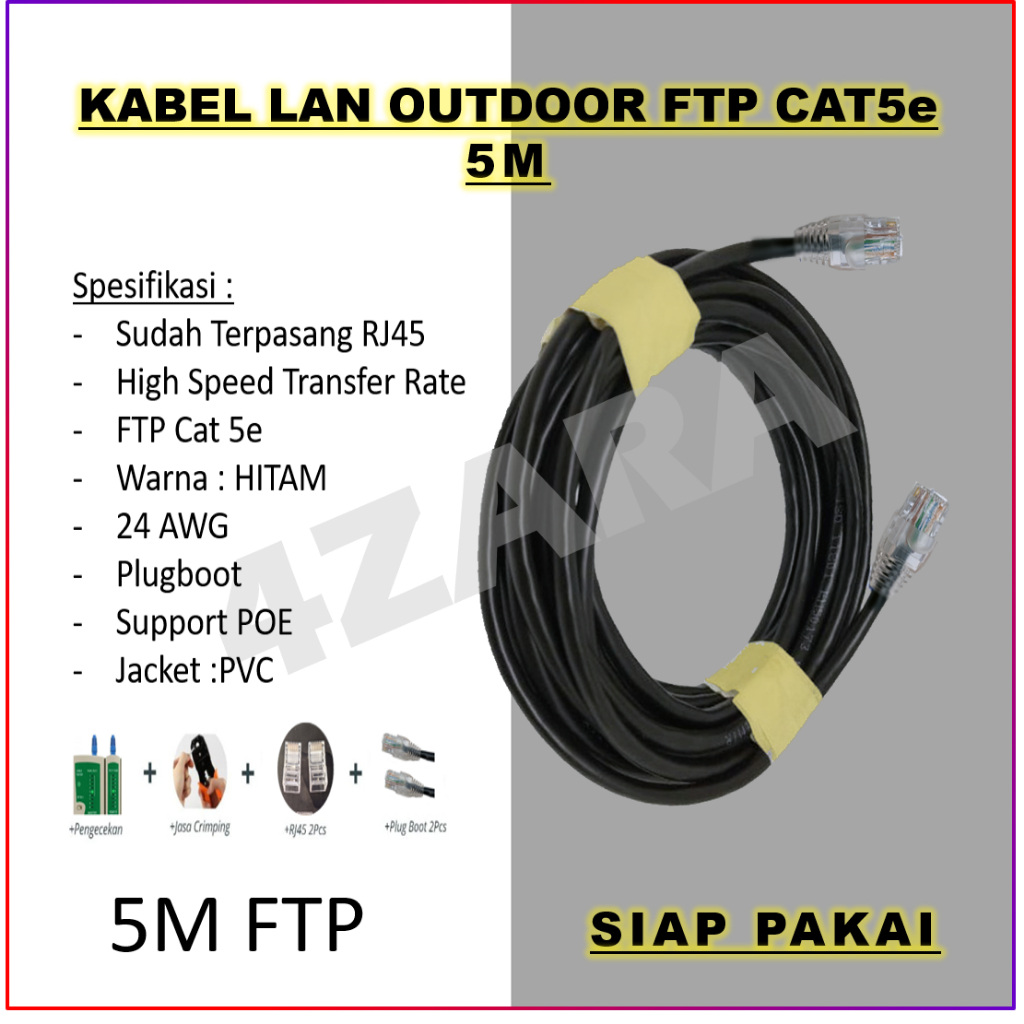 Jual Kabel LAN OUTDOOR 5 Meter STP CAT5e 5Meter FTP 5M Outdoor | Shopee ...