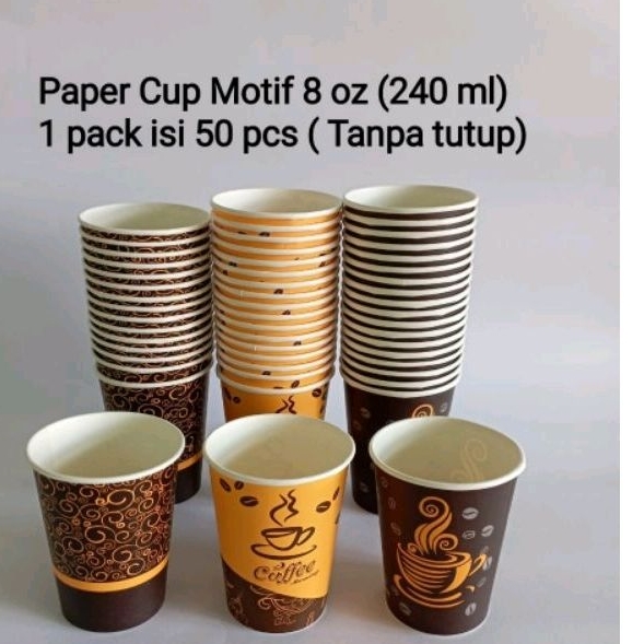 Jual Paper Cup Motif/Gelas Kertas Motif / Gelas Kertas Minuman Panas 8 Oz(240ml) - Tanpa Tutup ...