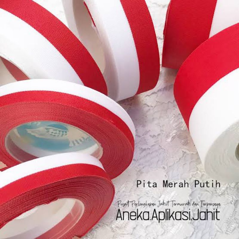 Jual RED WHITE INDONESIAN FLAG RIBBON PITA KAIN BENDERA MERAH PUTIH ...