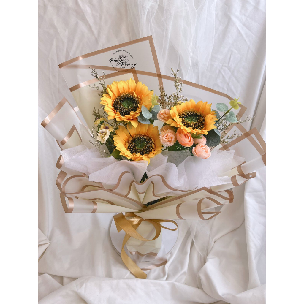 Jual ARTIFICIAL 3 STEM SUNFLOWER BOUQUET - BUKET BUNGA WISUDA FLOWER ...
