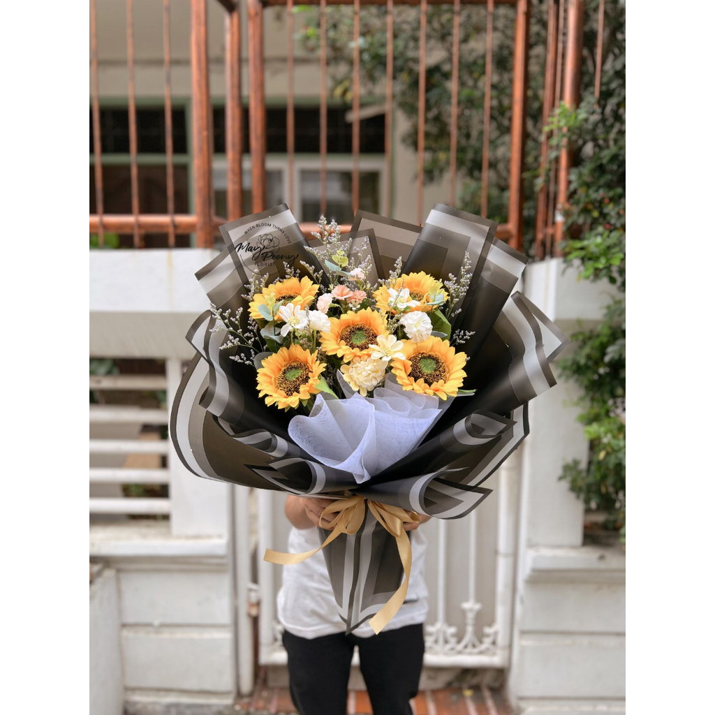 Jual ARTIFICIAL 5 STEM SUNFLOWER BOUQUET - BUKET BUNGA WISUDA FLOWER ...