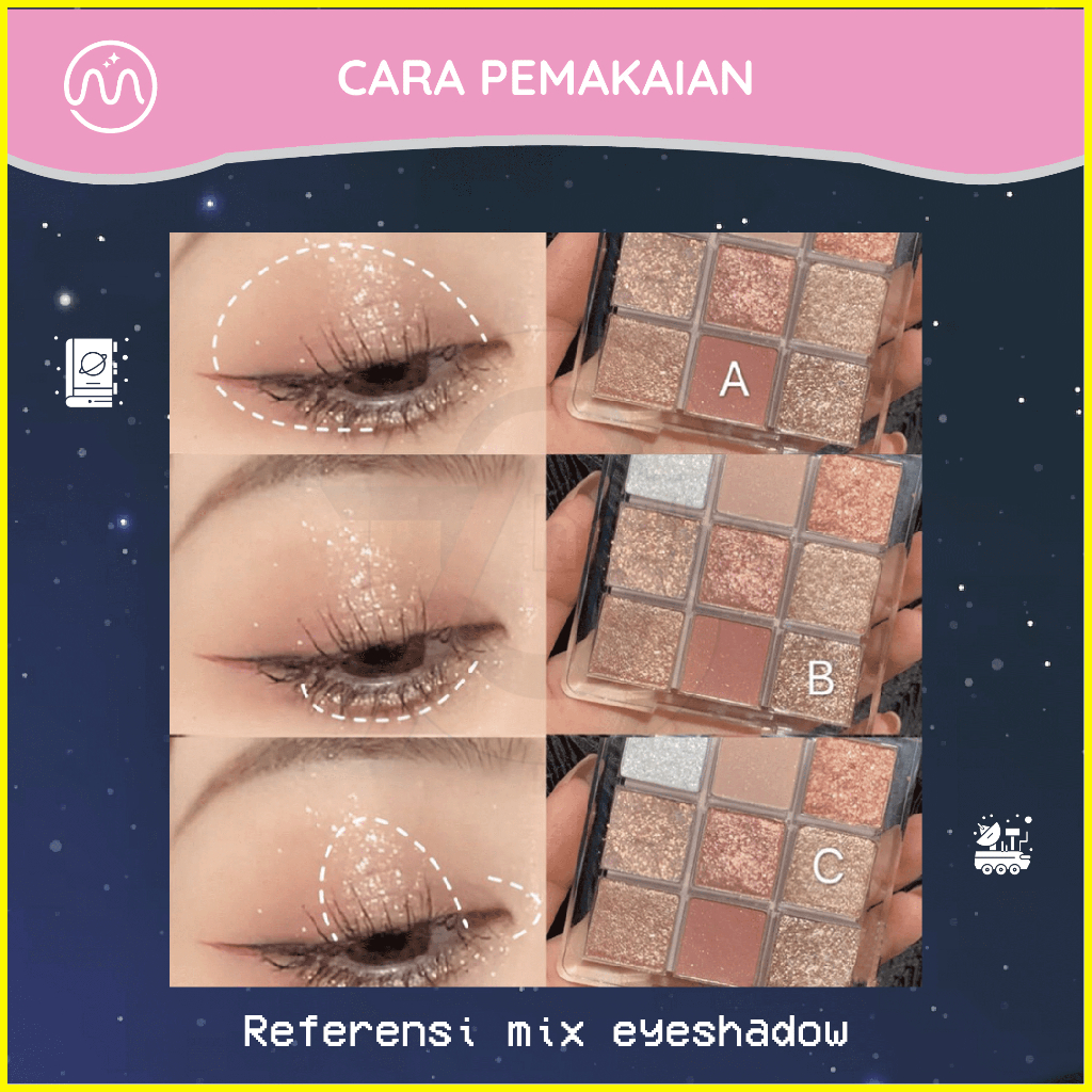 Jual MINIPINK Eyeshadow 9 Palette Colors Milky Way Highlighter Kosmetik ...