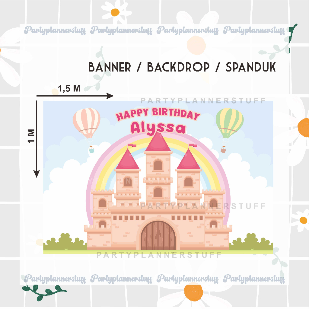 Jual Banner / spanduk / backdrop ulang tahun anak tema kastil princess ...