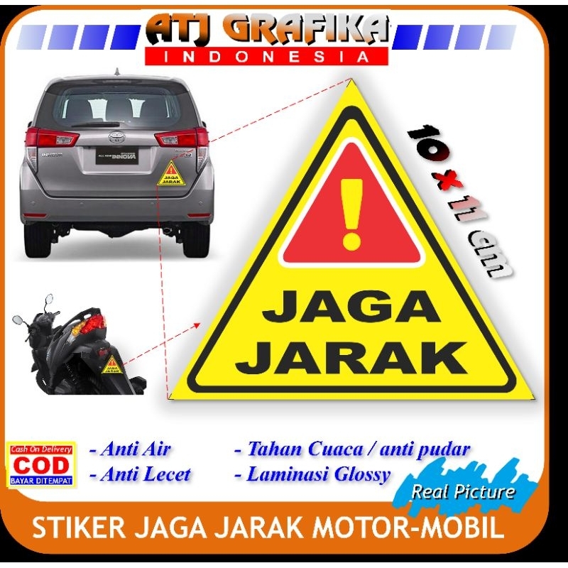 Jual stiker mobil motor new jaga jarak segitiga sticker keamanan ...