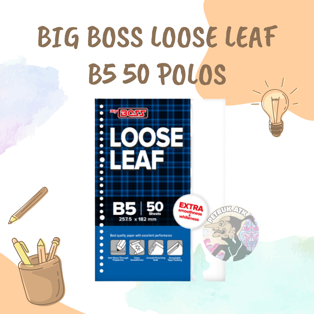 Jual [PAK] LOOSE LEAF BIG BOSS POLOS B5 ISI 50 LEMBAR PLAIN ISI KERTAS ...