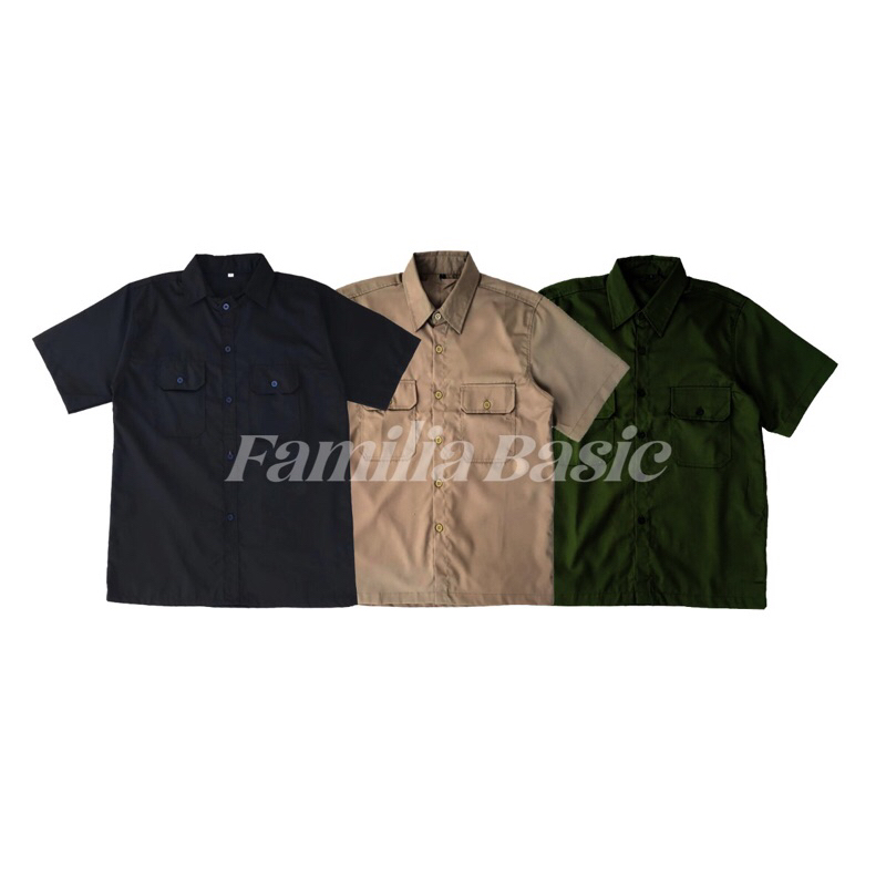 Jual BASIC-KEMEJA WORKSHIRT BLACK AMERICAN DRILL POLOS PDH/PDL POLOSAN ...