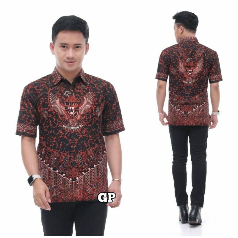 Jual KEMEJA BATIK MOTIF GARUDA PANCASILA PAKAI FURING BAJU BATIK MOTIF ...