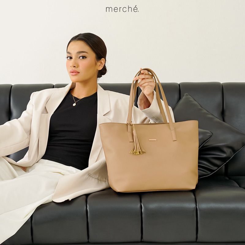 Jual Ashley Zipper Merche Tas Besar Wanita Totebag Warna Biscotti ...