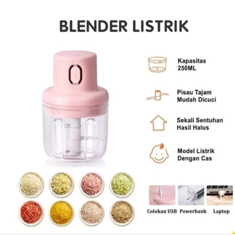 Jual MINI CHOPPER BLENDER MINI ELEKTRIK PORTABLE 250ML | Shopee Indonesia
