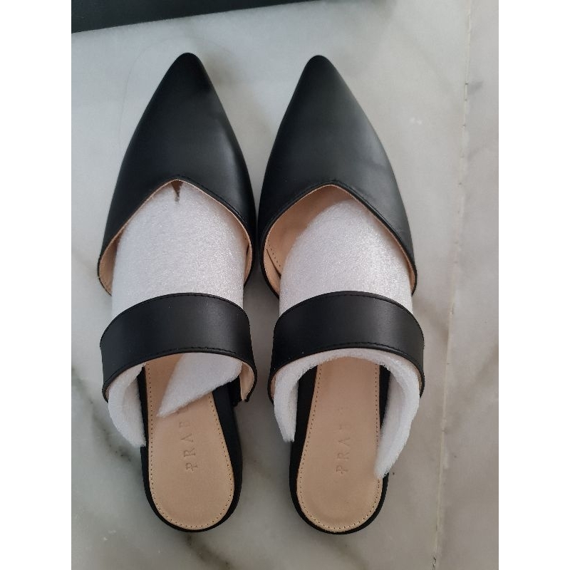 Jual Sepatu mules black merk Prabu kulit asli | Shopee Indonesia