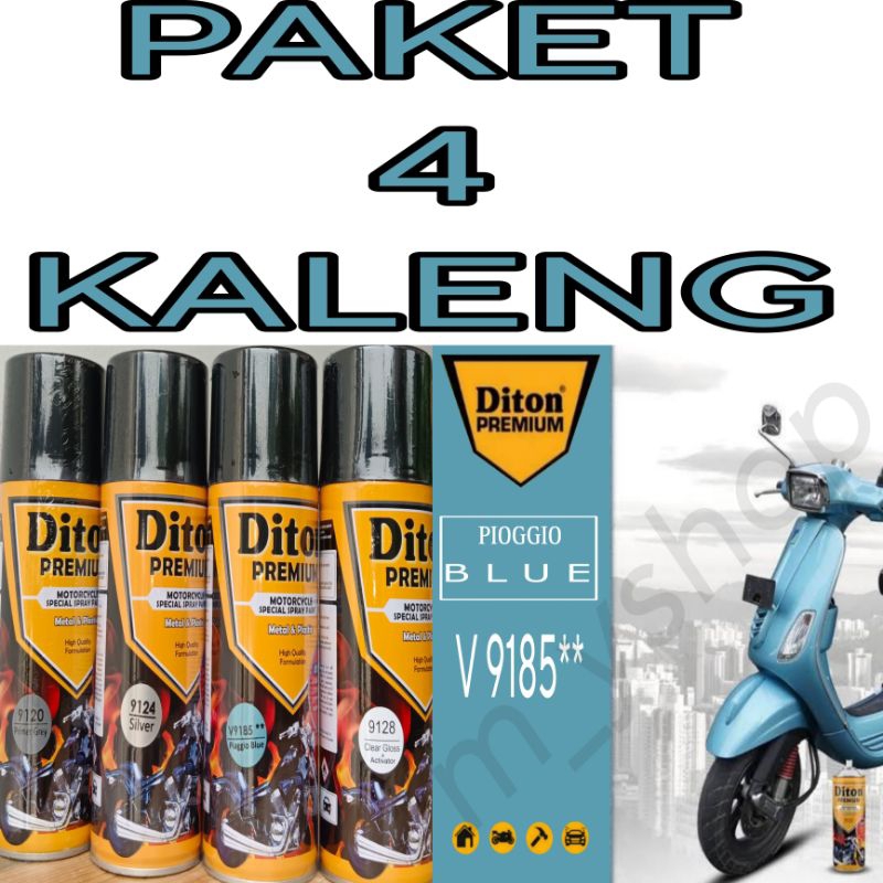 Jual PAKET 4 KALENG pilok pilox diton premium PIAGGIO BLUE V9185** biru ...