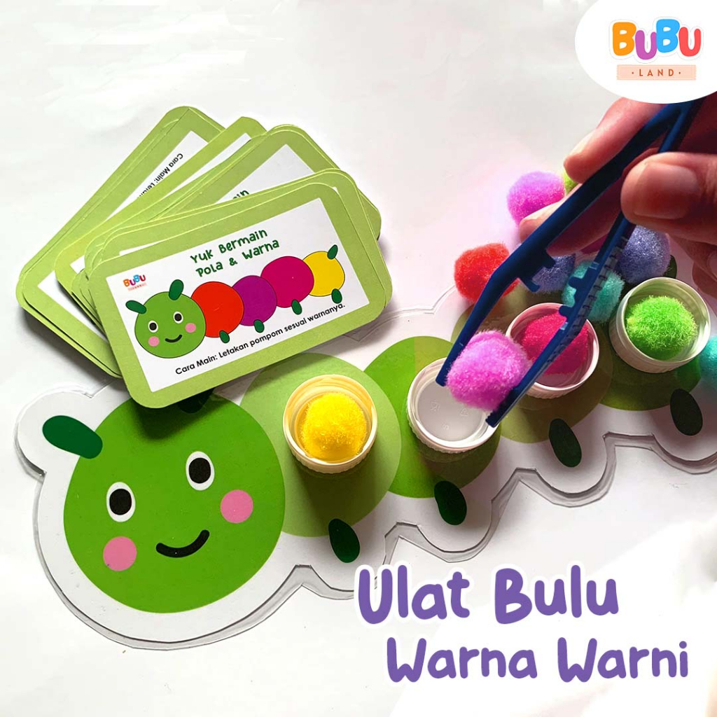Jual Busy Page Mengurutkan Pola Warna Ulat Bulu Pompom Mainan ...