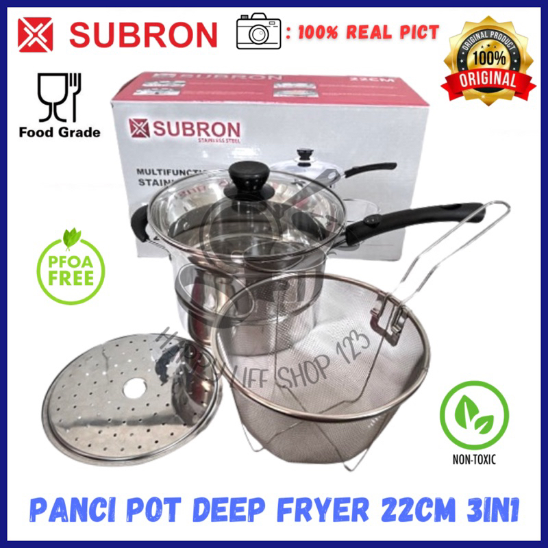 Jual SUBRON Panci Pot Deep Fryer 22cm 3IN1 / Deep Fryer 22cm / Panci ...