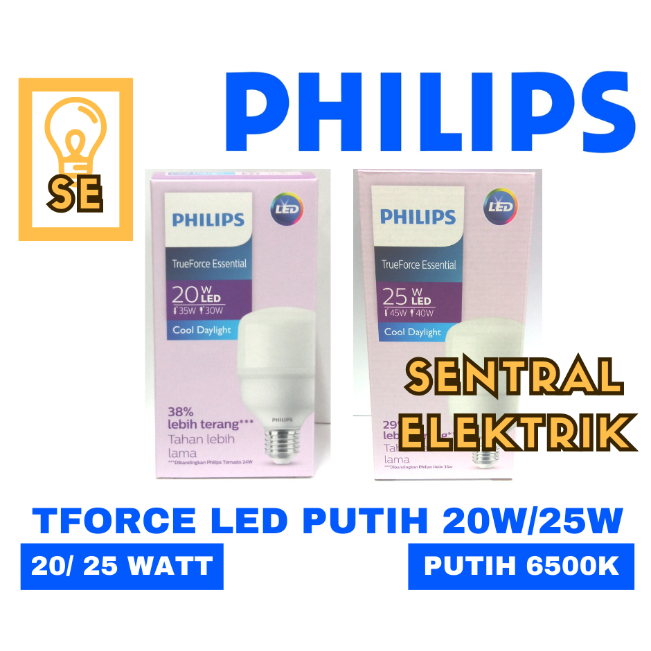 Jual Lampu LED Philips Trueforce Ess 20w 25W Putih CDL Tforce Essential Bulb Industri Original ...