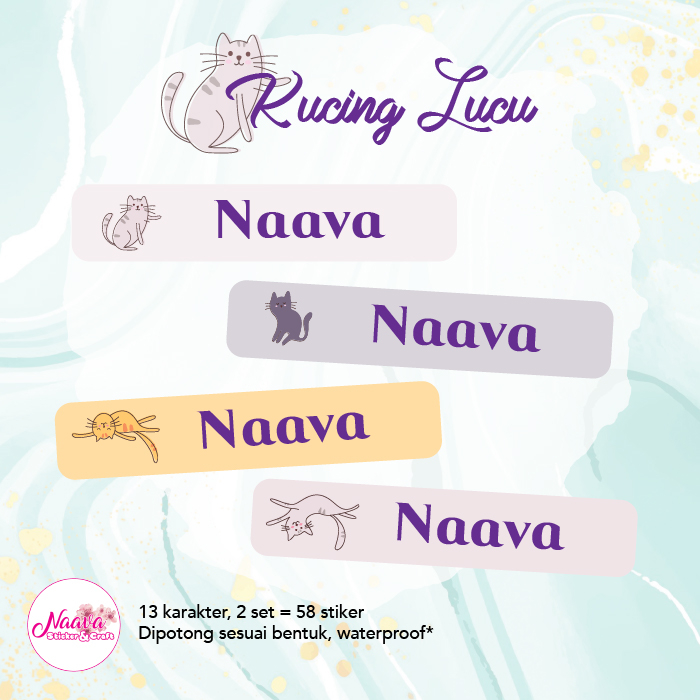 Jual STIKER LABEL PENSIL NAMA ANAK - KUCING LUCU | Shopee Indonesia