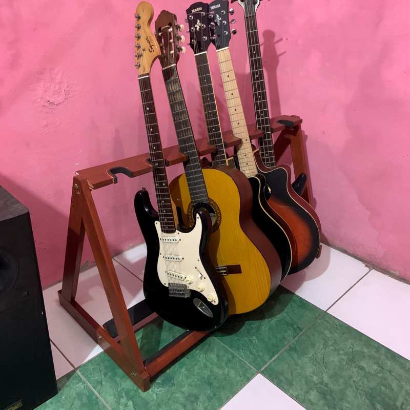 Jual Rak Gitar Stand gitar Kayu Murah Isi 5 | Shopee Indonesia