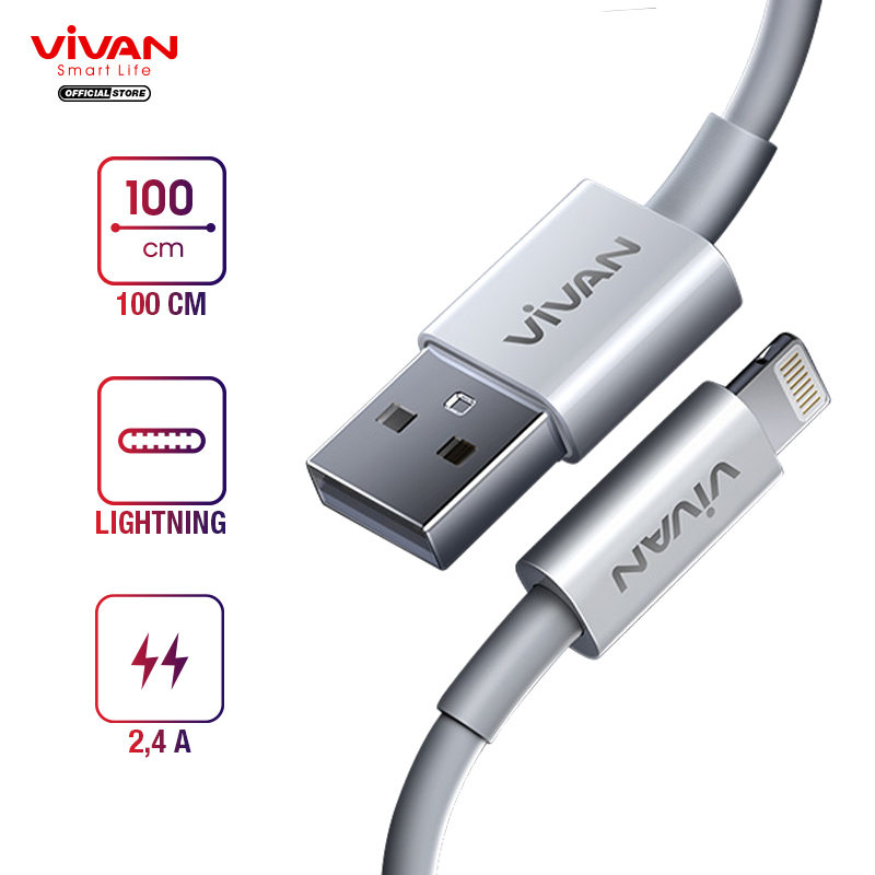 Jual VIVAN Kabel Lightning KAL100 Fast Charging Original 2.4A - 100CM ...