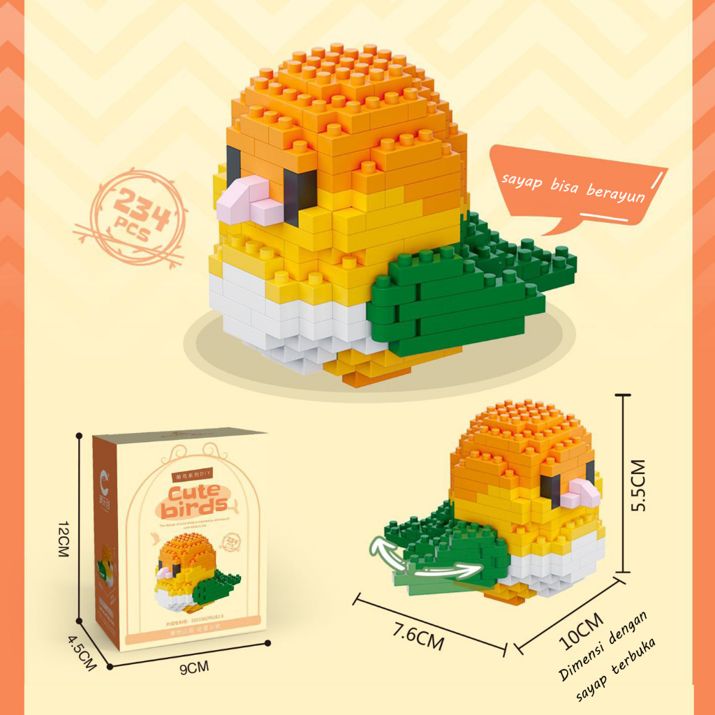 Jual LELE BROTHER 3D Puzzle Mainan Balok blok bangunan burung yang lucu ...