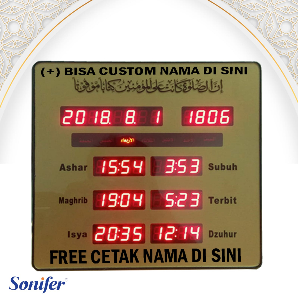 Jual Jam Sholat Adzan dan Iqomah Digital Otomatis Sonifer SILVER ...