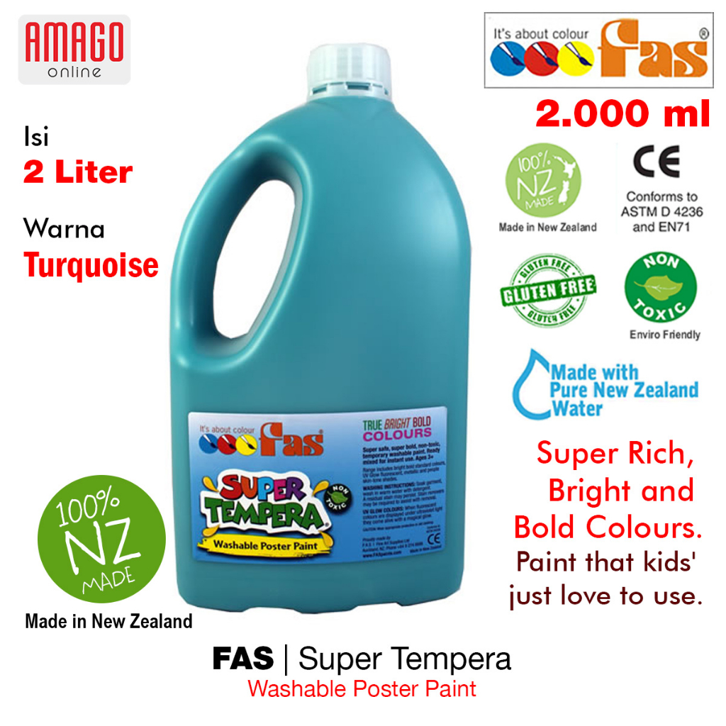Jual Cat Poster Lukis FAS Super Tempera Washable Poster Paint 2 liter ...