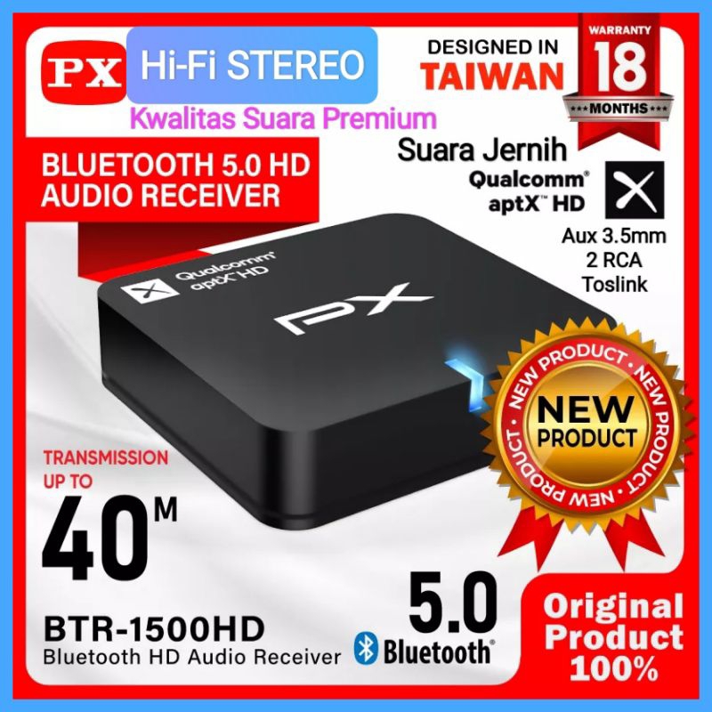 Jual PX Bluetooth Receiver Audio 5.0 aptX HD Hi-Fi Stereo 2 RCA AUX 3.5mm Premium Audio | Shopee ...