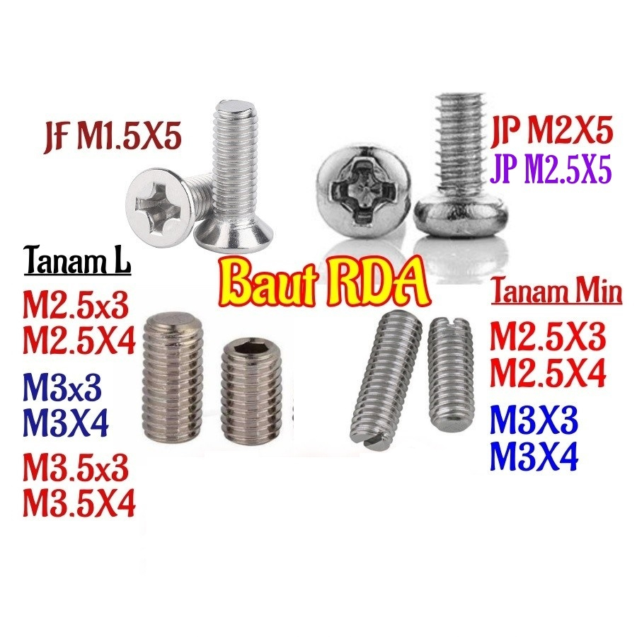Jual 10Pcs Baut jp jf tanam L min hex M1.5 M2 M2.5 M3 M3.5 x 3 4 5 sus304 | Shopee Indonesia