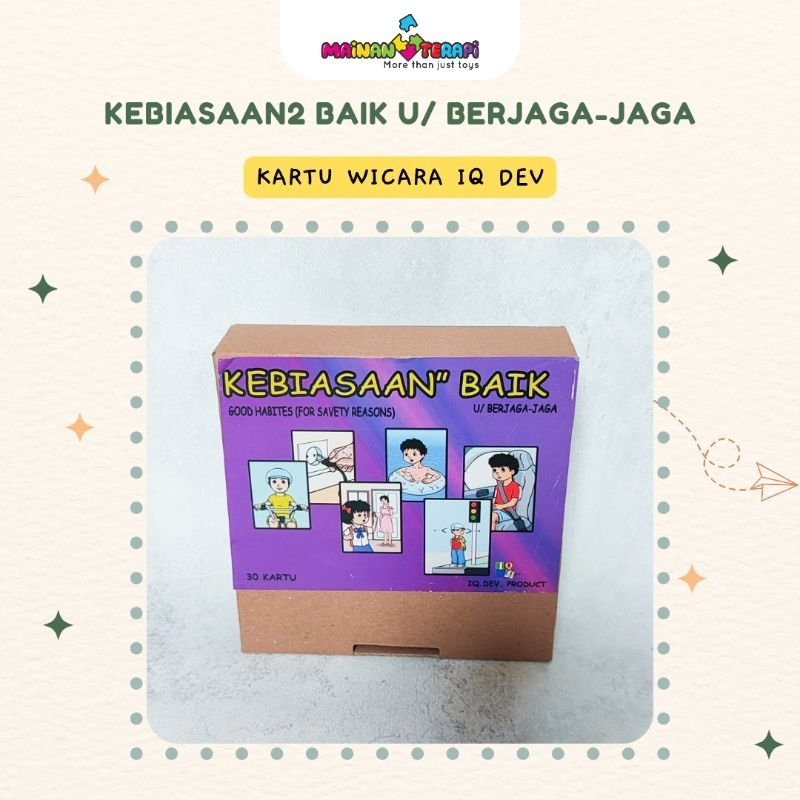 Jual Mainan Terapi IQ DEV Kebiasaan Baik Untuk Berjaga2 Kartu Terapi Wicara ABK Flashcard Kartu ...