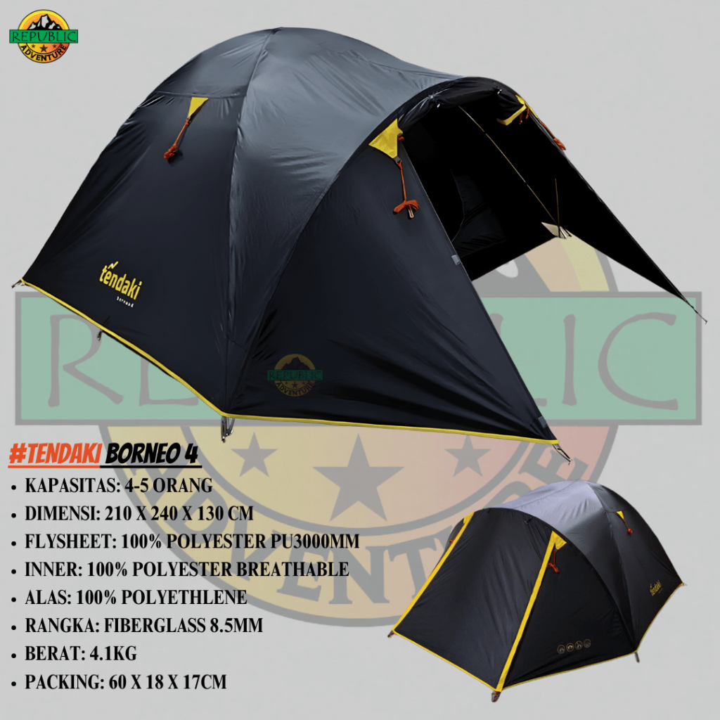 Jual Tenda Tendaki Borneo 4 Tenda Camping Kapasitas 4-5 Orang Tenda ...