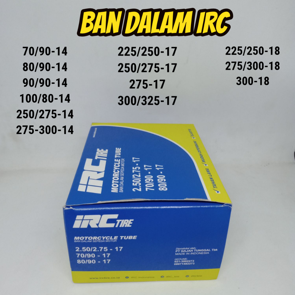 Jual BAN DALAM MOTOR IRC SEMUA UKURAN | Shopee Indonesia