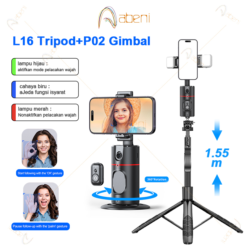 Jual Abeni L16 Tripod Bluetooth Remote P02 Gimbal Stabilizer HP 360°AI Face Tracking | Shopee ...