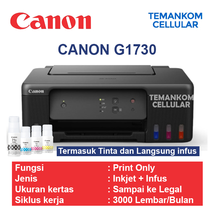Jual Printer Canon G1730 pixma inkjet infus Print ONLY Garansi RESMI | Shopee Indonesia