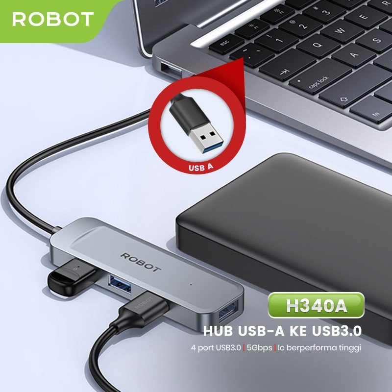 Jual ROBOT USB HUB 4 slot USB 3.0 High Speed Transfer data H340A ...