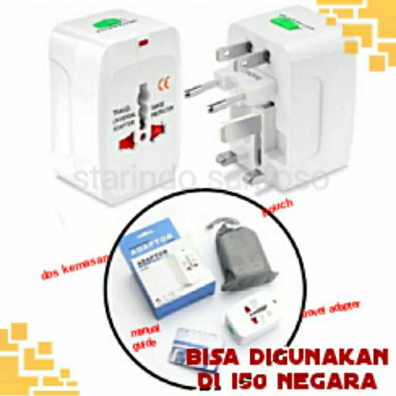 Jual Adaptor kaki 3 internasional stop kontak luar negeri travel ...
