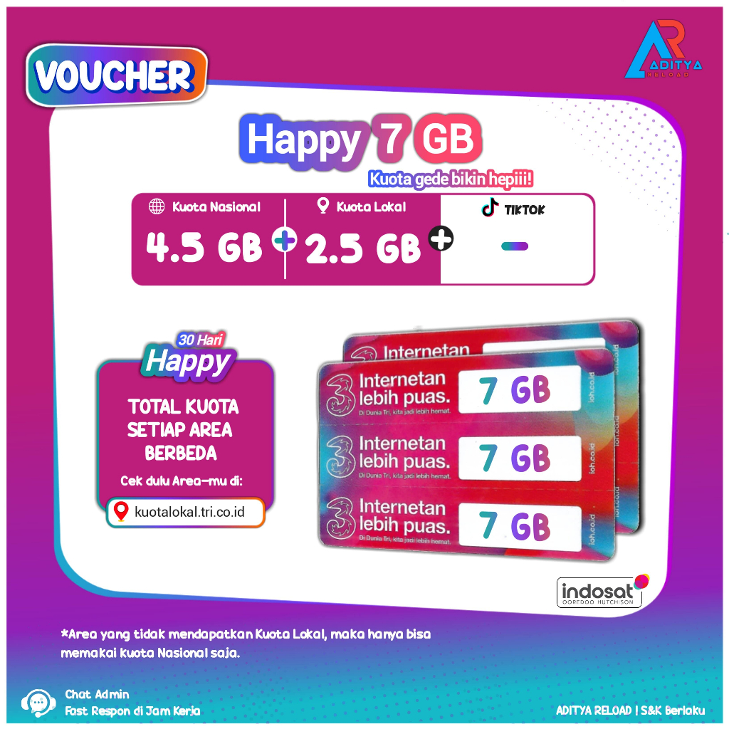 Jual Voucher Tri Happy 7GB 30Hari | Shopee Indonesia